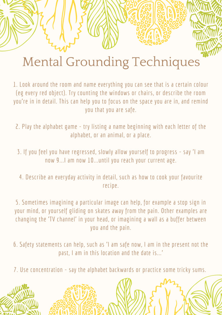 Grounding techniques for survivors - Survivors Network